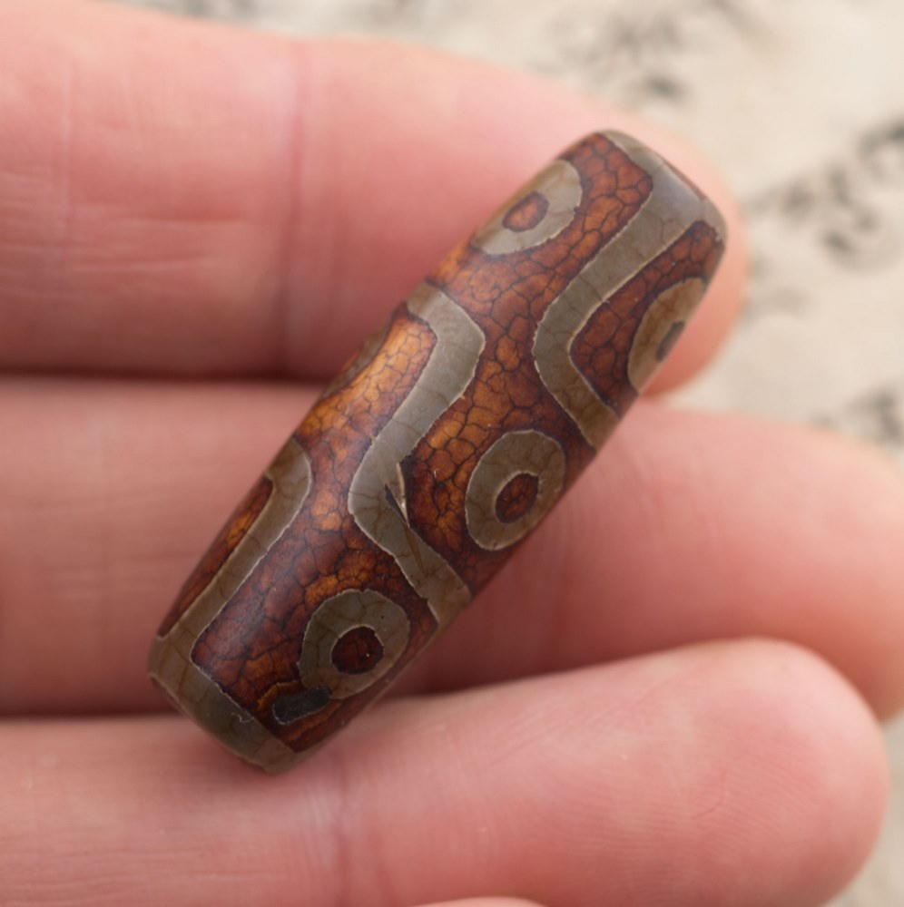 Dzi Peau de Dragon 9 Yeux Perle de santé Tibétain Gzi Chine Tibet